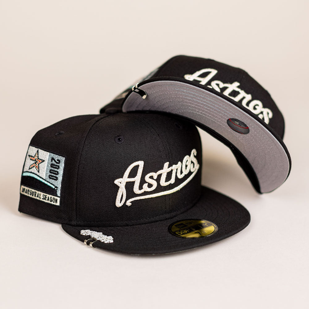 Diamond Cut Black Chrome Cable Stitch Houston Astros New Era Hat 5950 ...